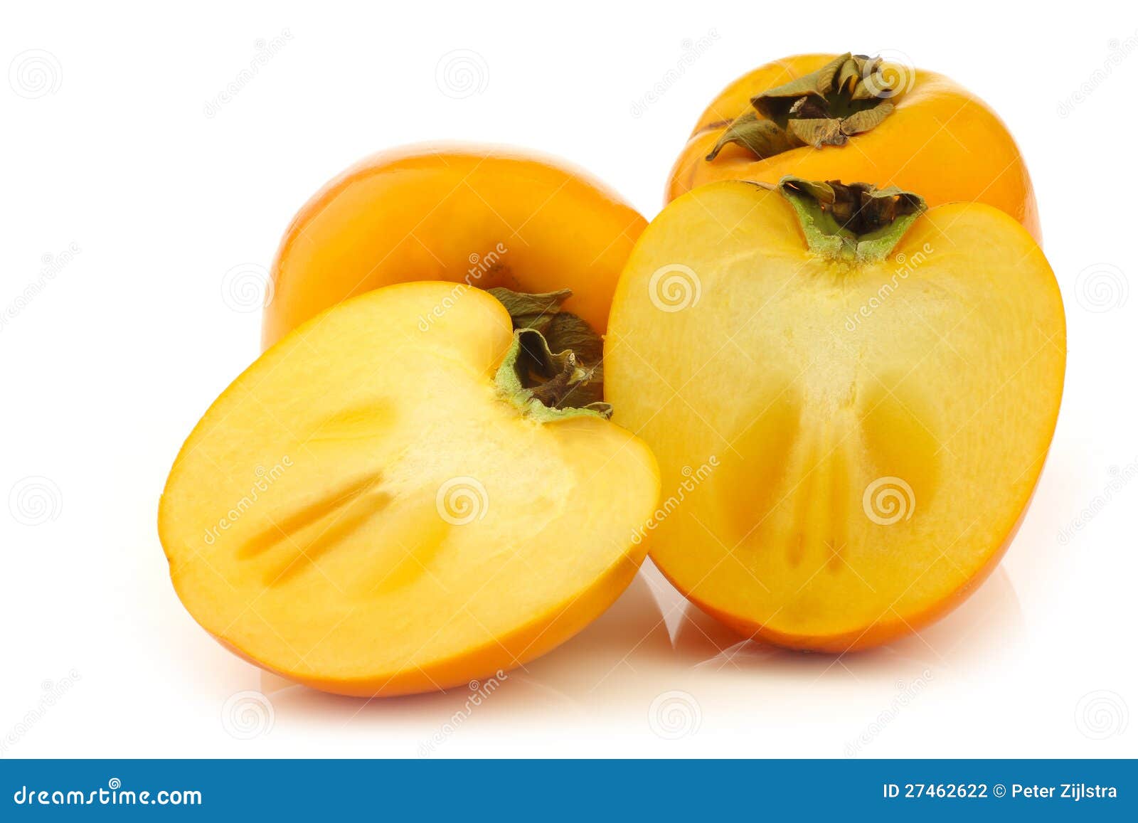 Fresh Kaki Fruit and Some Cut Pieces Stock Photo - Image of colorful ...