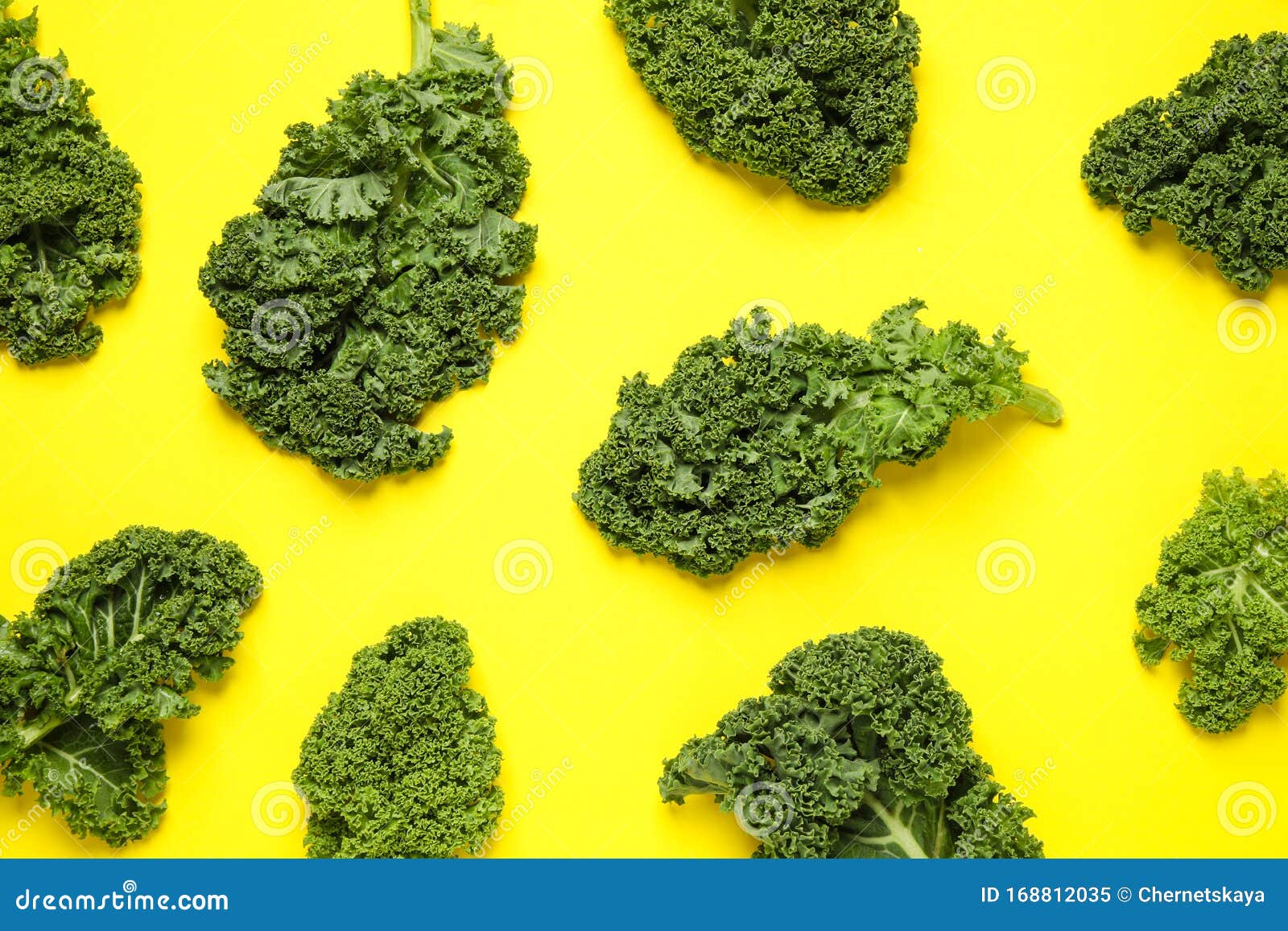 Fresh Kale Leaves on Yellow Background Stock Image - Image of leafy ...