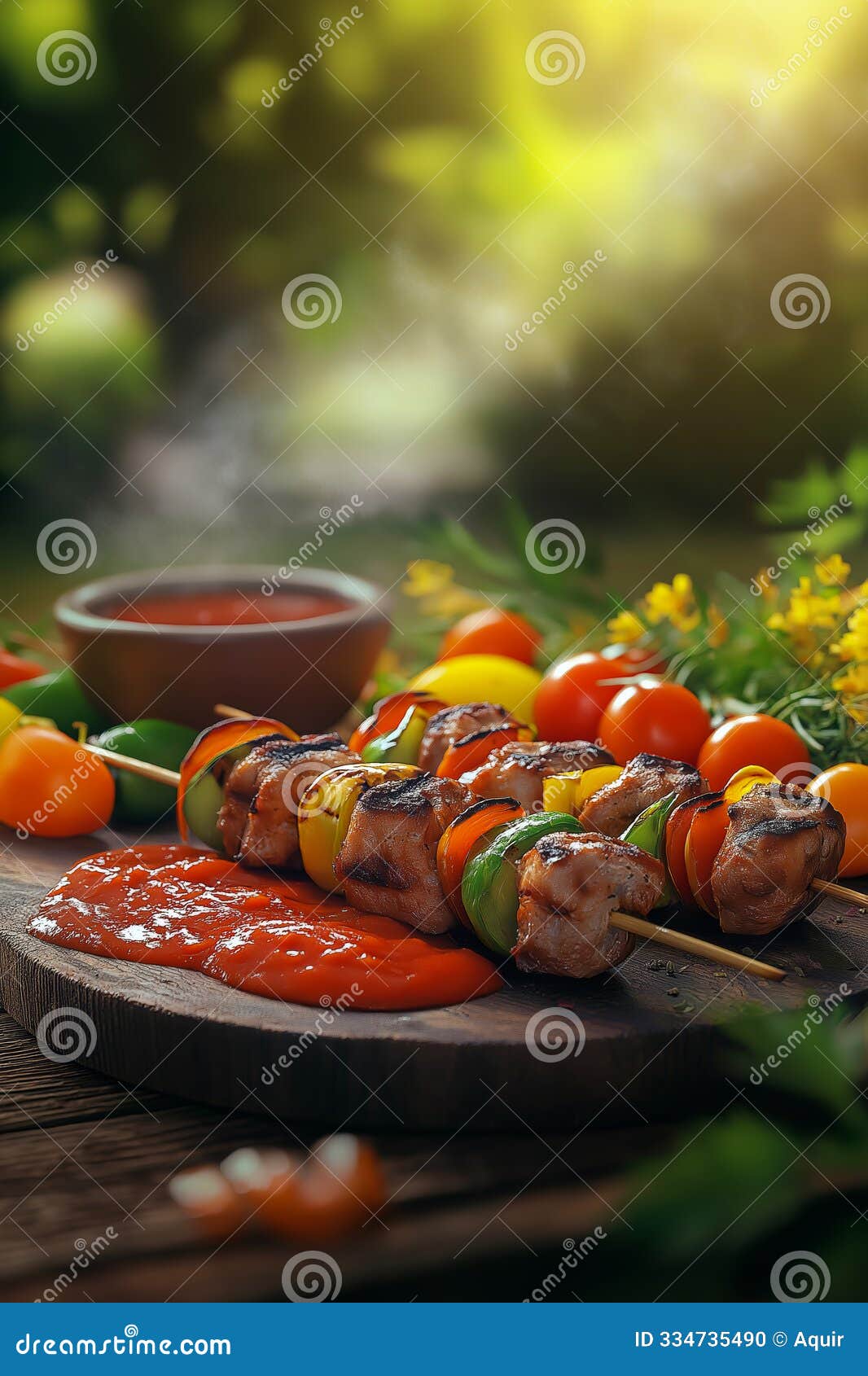 Fresh Kebab and Vegetables. Summer Barbecue Party Stock Illustration ...