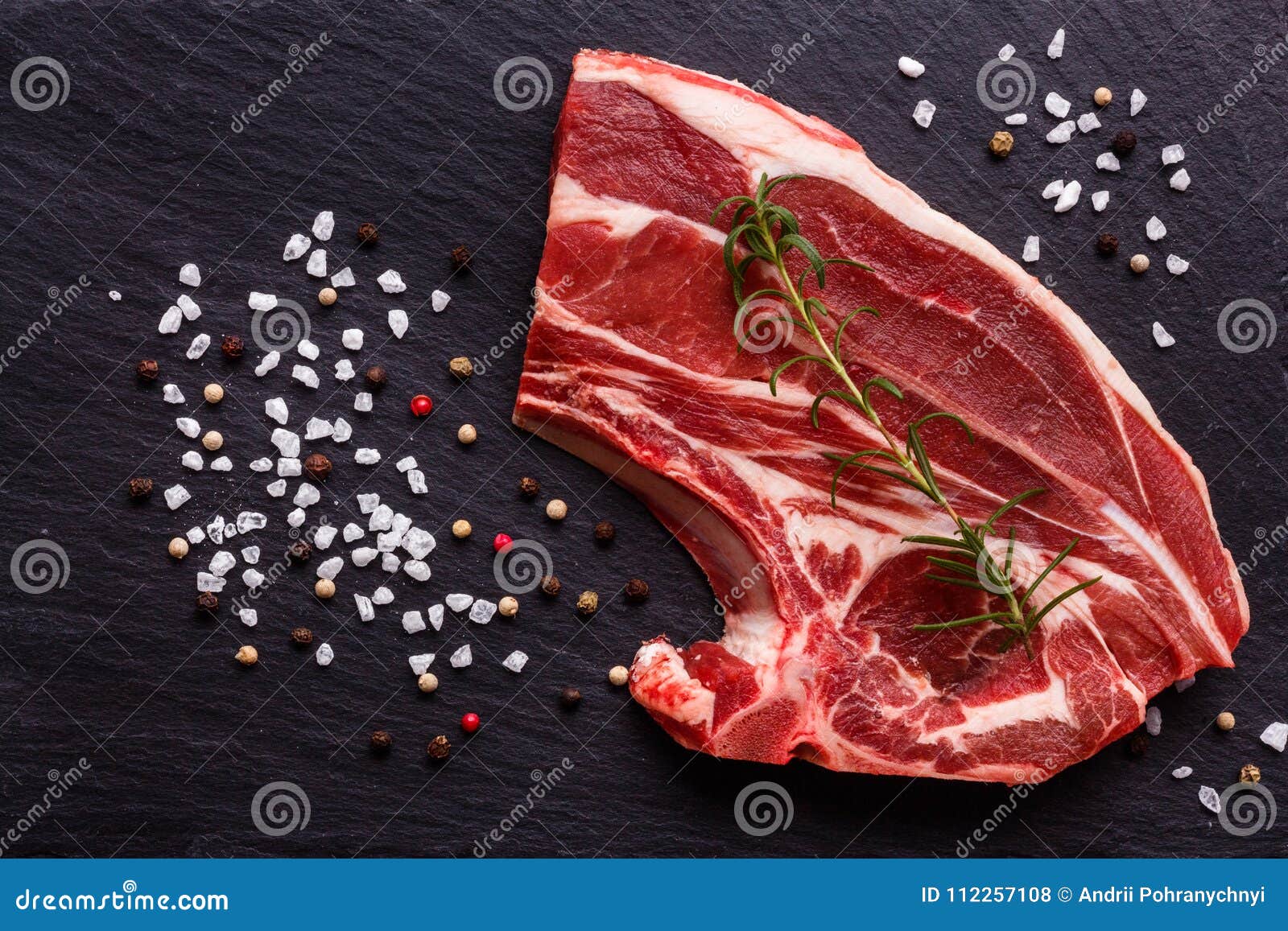 Fresh Lamb Meat On A Textured Stone Plate Picture. Image: 112257108