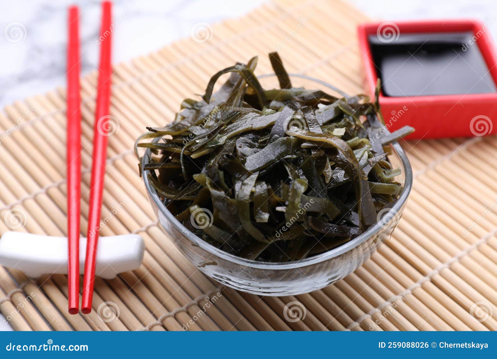 Fresh Laminaria Kelp Seaweed Served on Table Stock Photo - Image of ...