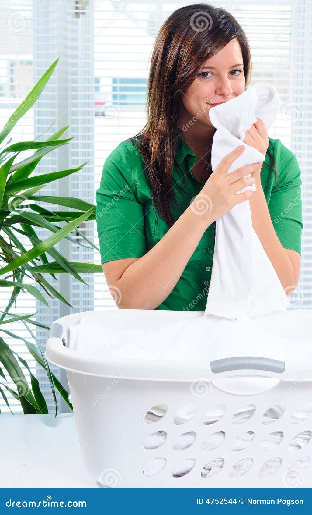 Fresh Laundry stock photo. Image of laundering, fold, brunette - 4752544