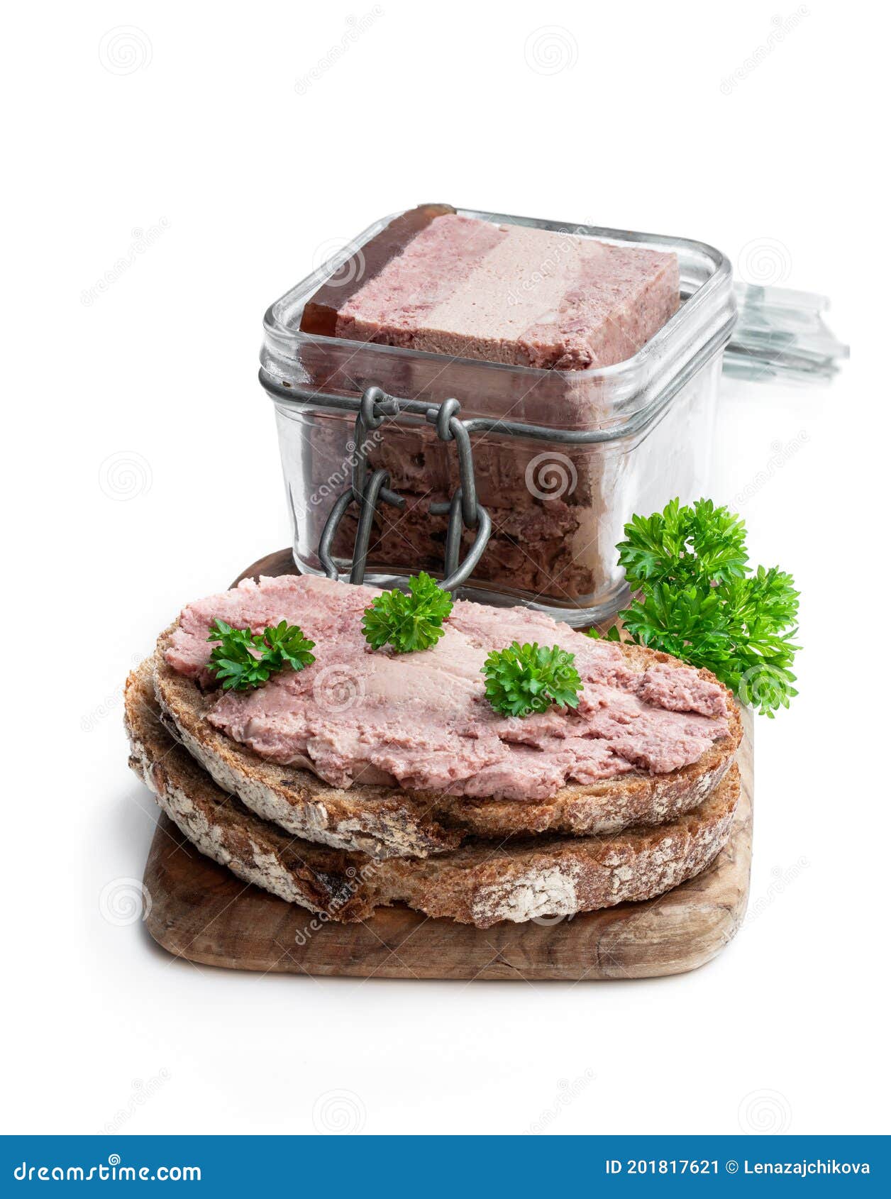 Fresh Layered Pate with Bread Isolated on White Stock Image - Image of ...