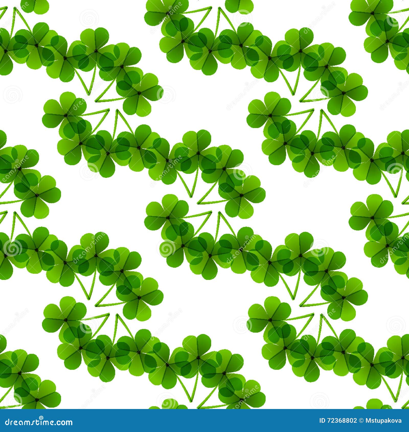 Fresh Leafs Clover Seamless Pattern Stock Illustration - Illustration ...