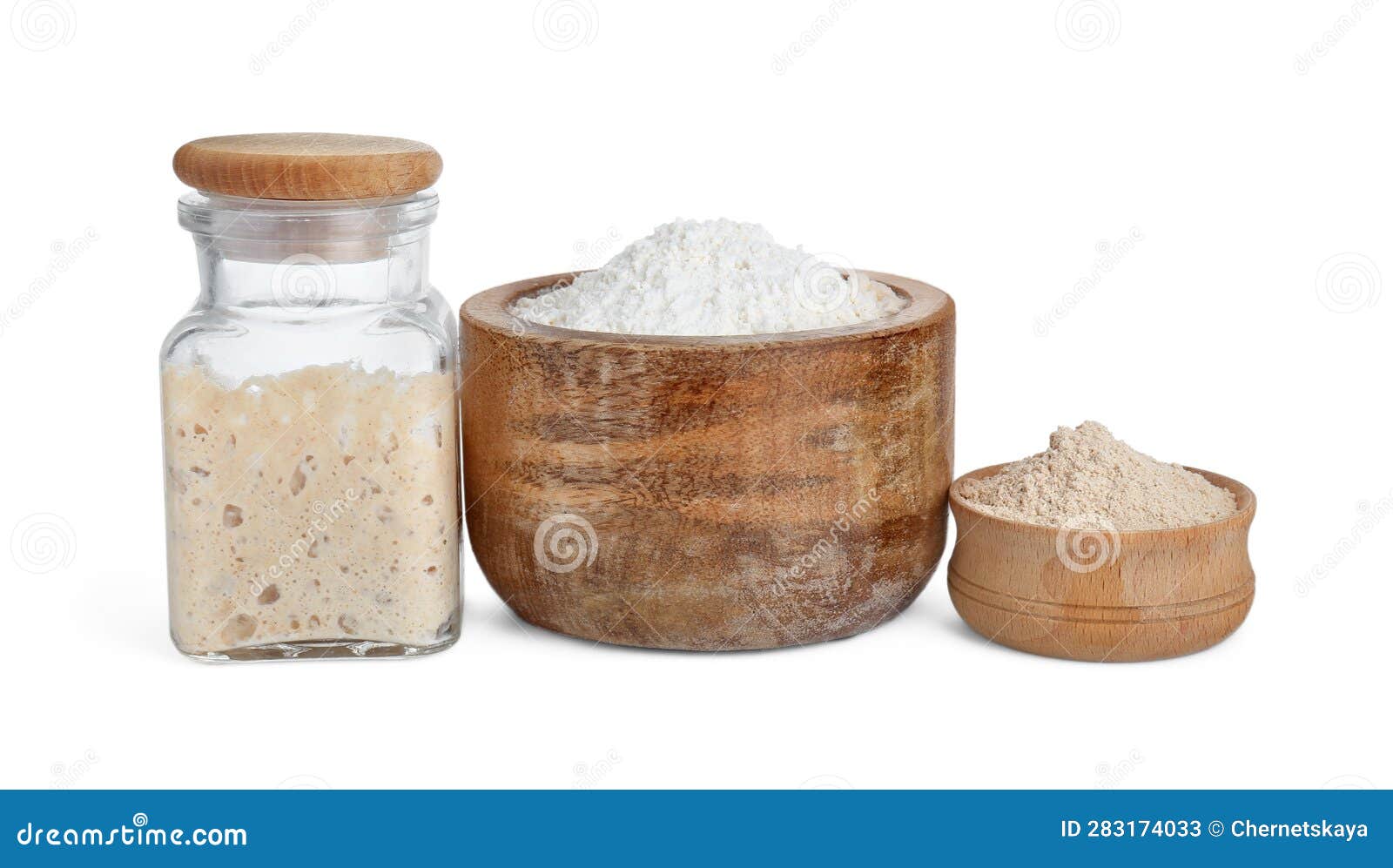 Fresh Leaven and Flour Isolated on White Stock Image - Image of object ...