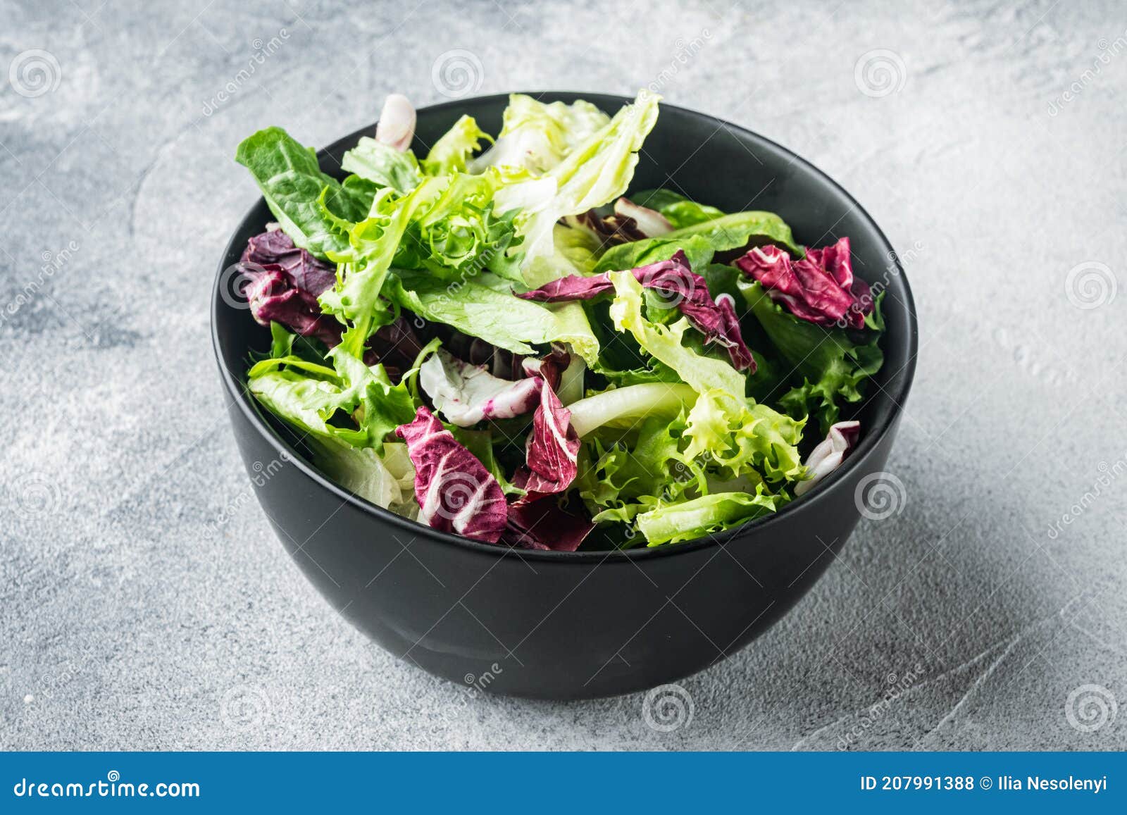 Fresh Leaves of Different Lettuce Salad, on Gray Background Stock Photo ...