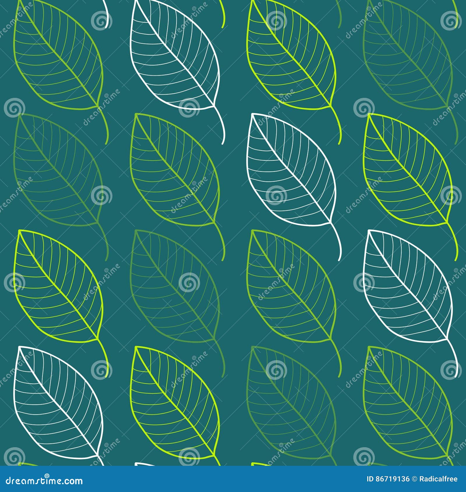 Fresh Leaves Seamless Pattern in Vector. Green Foliage Endless ...