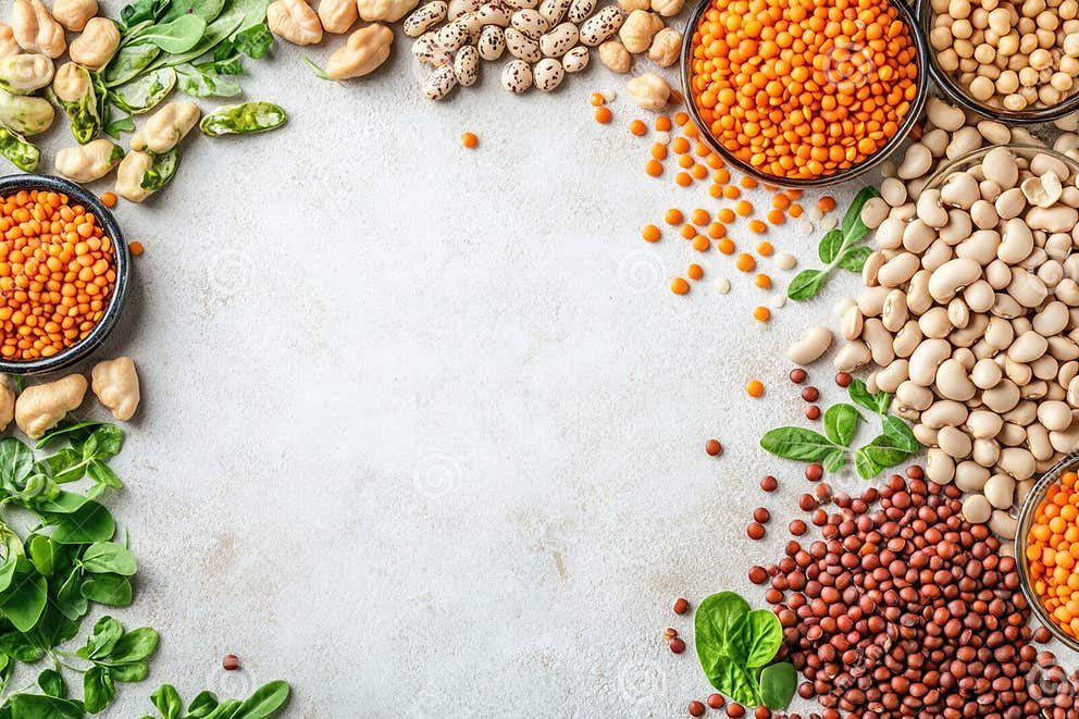Fresh Legumes and Pulses with Blank Space Stock Photo - Image of ...