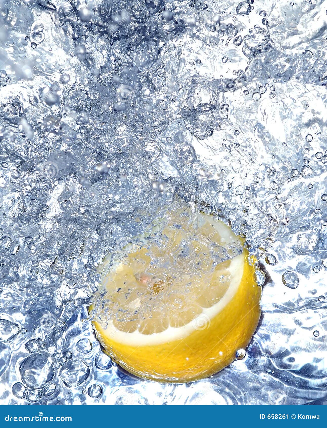 Fresh lemon in cold water stock image. Image of texture - 658261