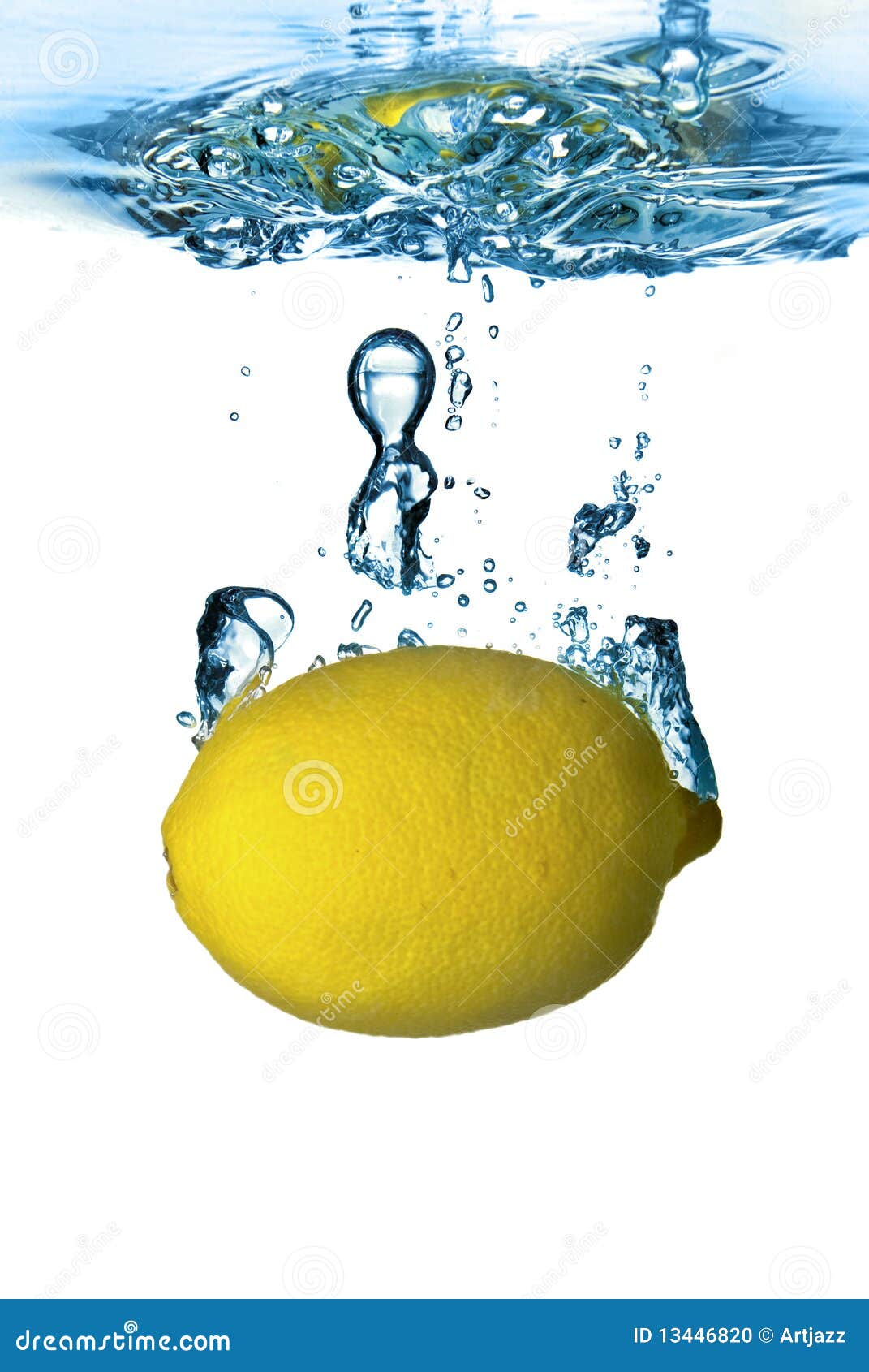 Fresh Lemon Dropped into Water Stock Photo - Image of diet, drop: 13446820