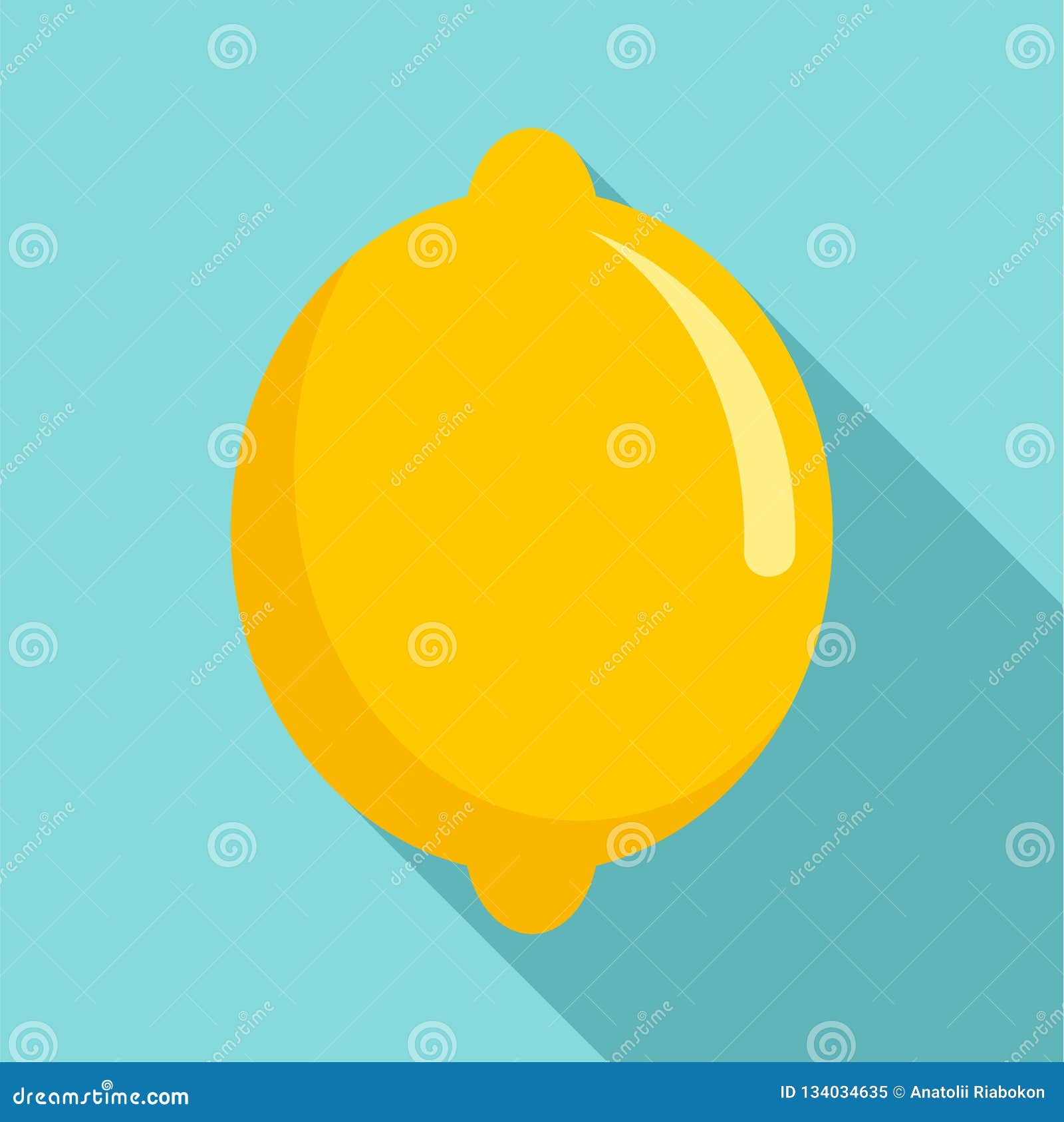 Fresh Lemon Icon, Flat Style Stock Vector - Illustration of house, seed ...