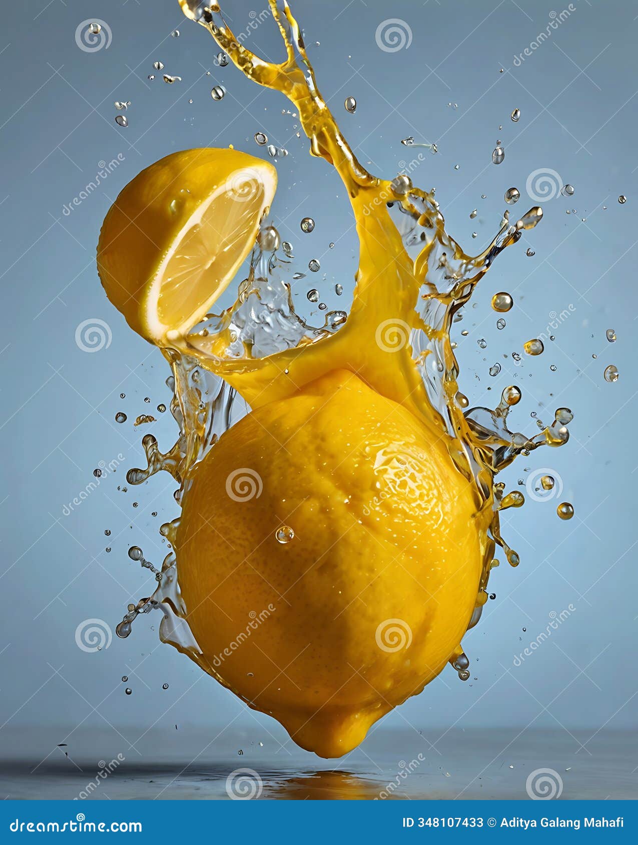 Fresh Lemon Juice Dripping from a Single Cut Lemon, Generate AI Stock ...