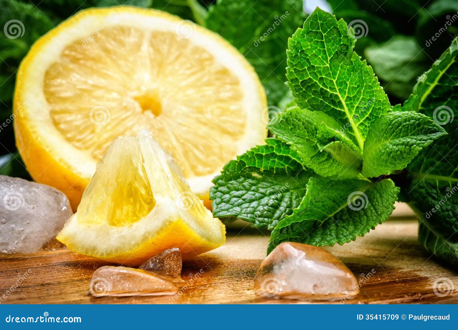 Fresh lemon, mint and ice stock image. Image of melissa - 35415709