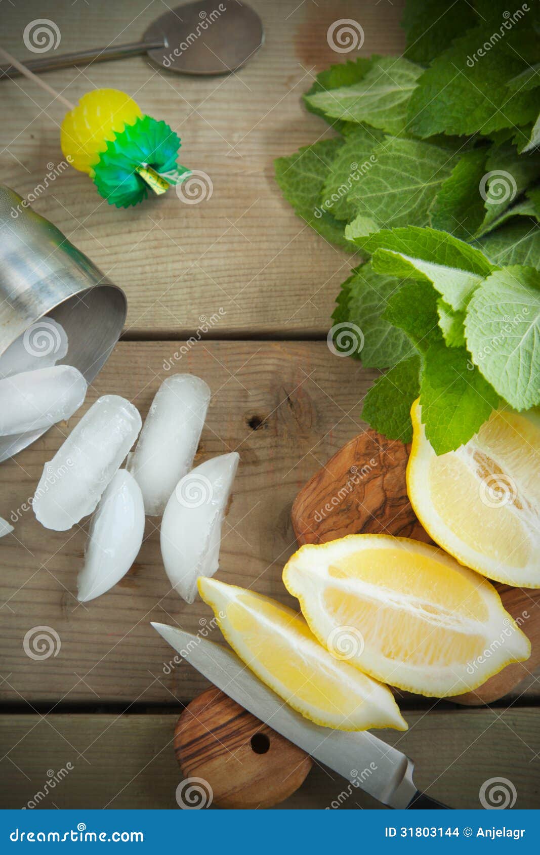 Fresh lemon and mint. stock photo. Image of food, freshness - 31803144