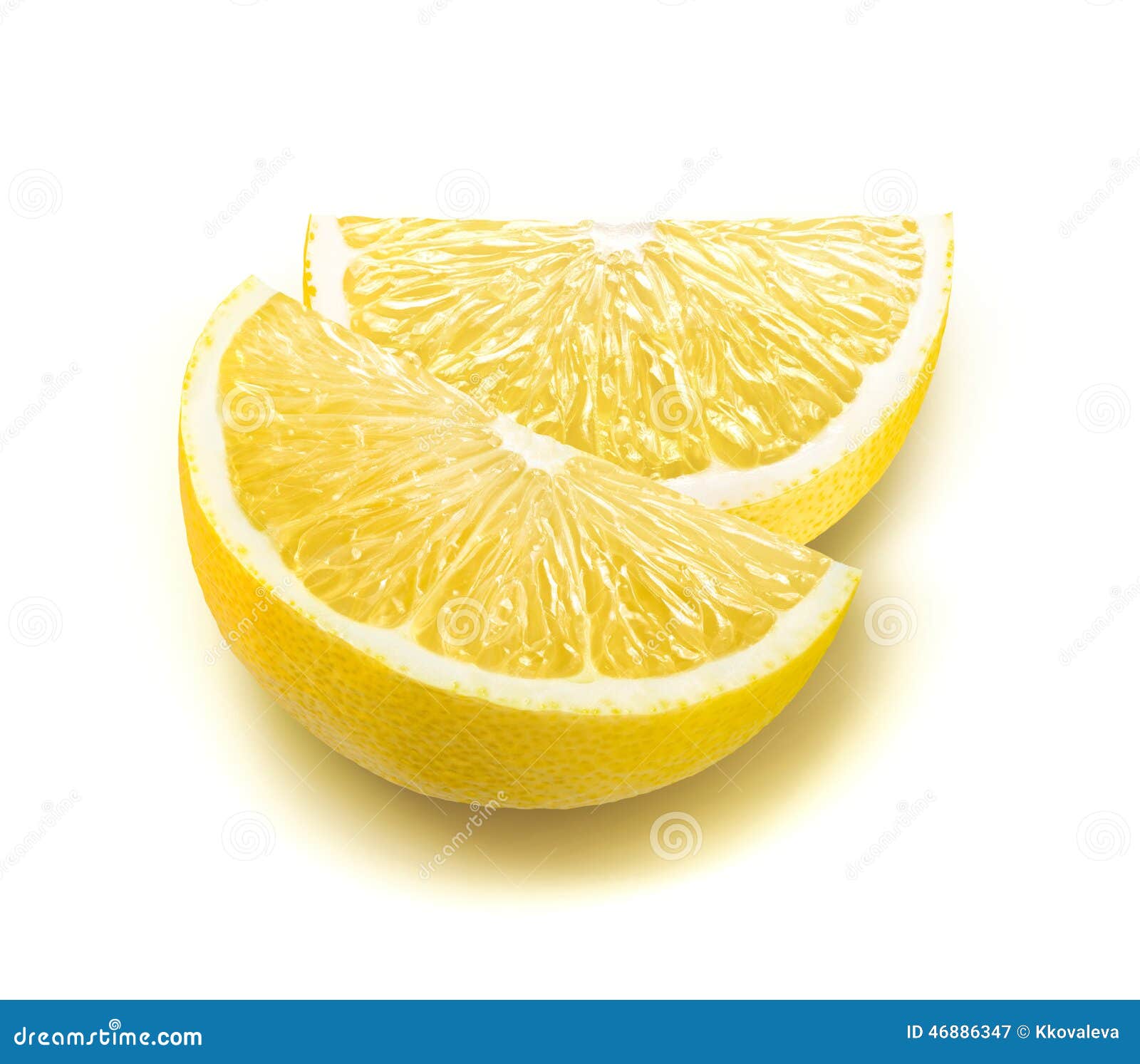 Fresh Lemon Quarter Slices Isolated on White Stock Image - Image of ...