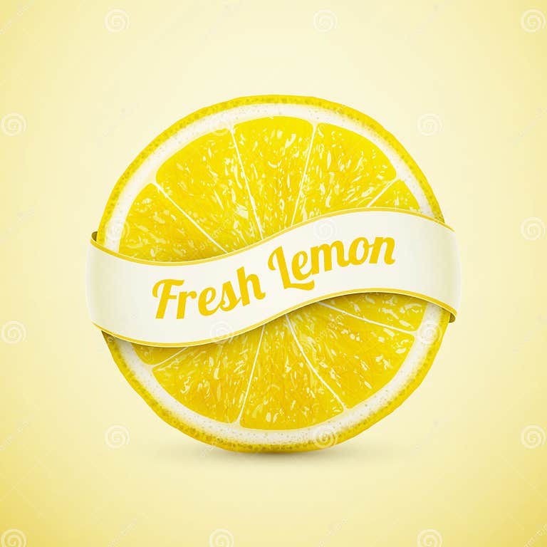 Fresh lemon with ribbon stock vector. Illustration of ingredient - 32216424