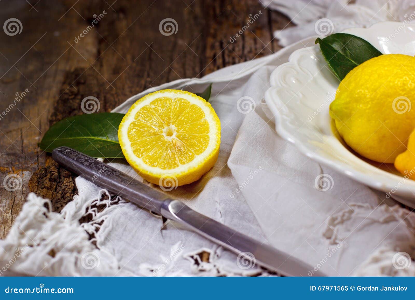 Fresh Lemon on Rustic Table Stock Image - Image of natural, acidic ...