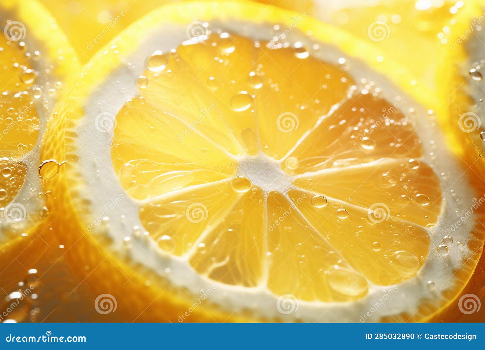 Fresh Lemon Slices with Drops Close Up Generated by AI Stock ...