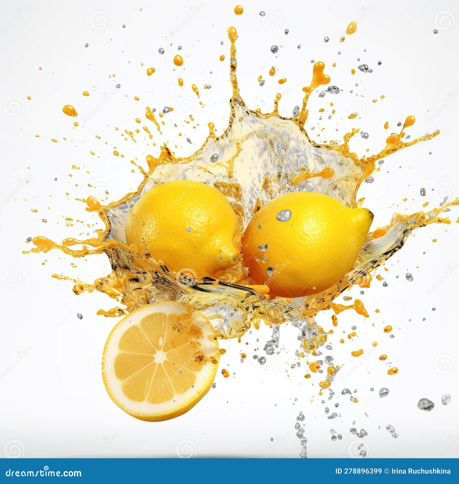 Fresh Lemon and Splash. Generative AI Stock Illustration - Illustration ...