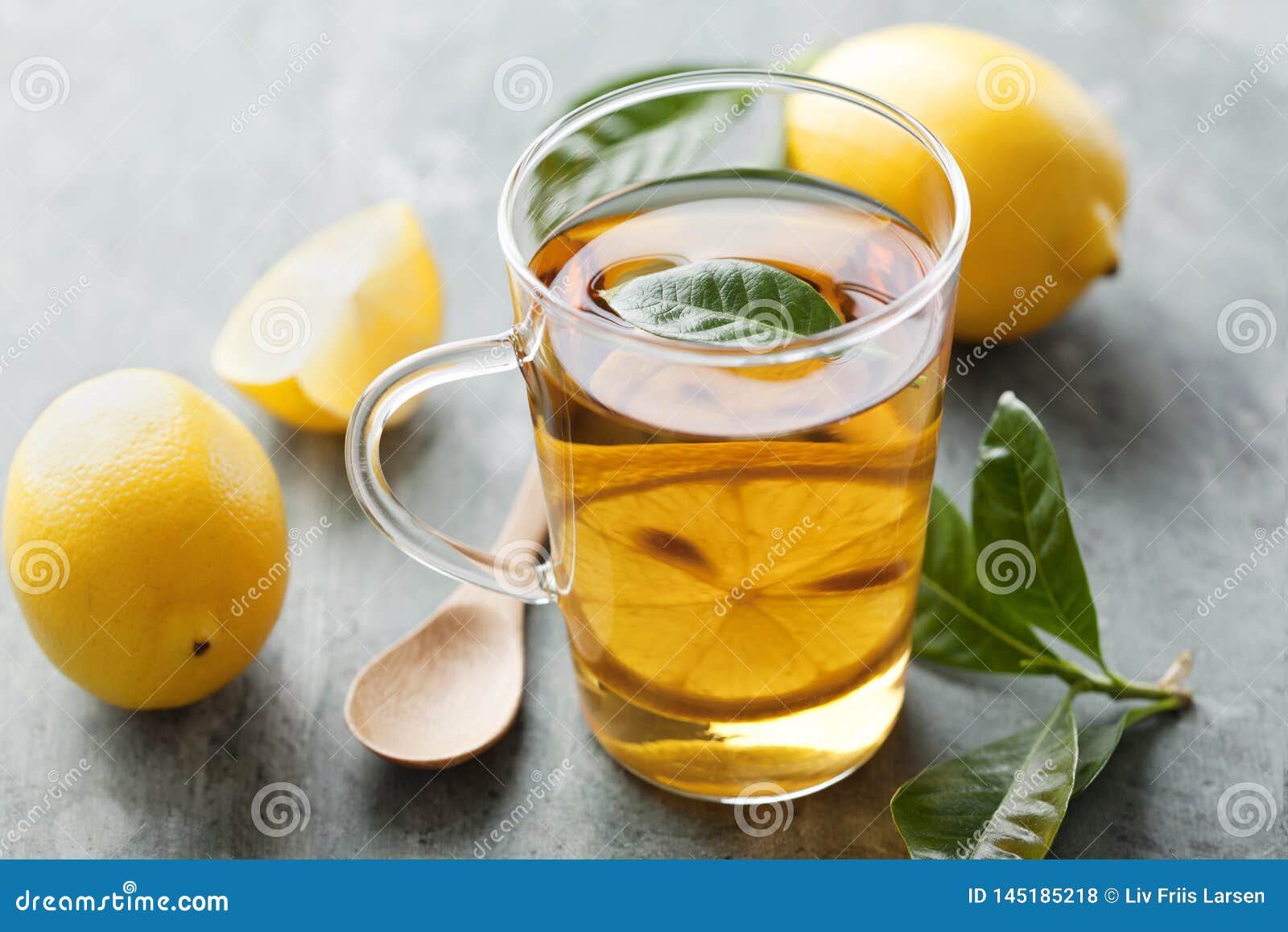 Lemon tea in a glass stock photo. Image of freshness - 145185218