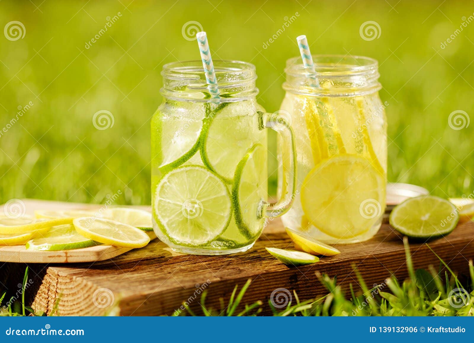 Fresh Lemonade on Grass Background Stock Photo - Image of natural ...