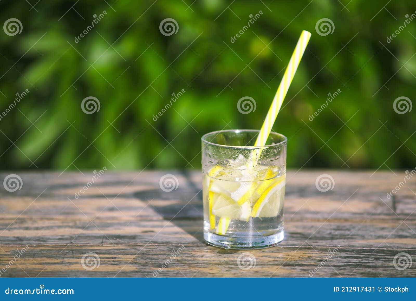 Fresh Lemonade Lemonade. Drinking Straw in Glass Stock Image - Image of ...