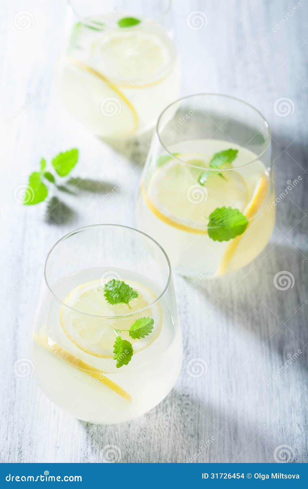 Fresh lemonade in glass stock photo. Image of peppermint - 31726454
