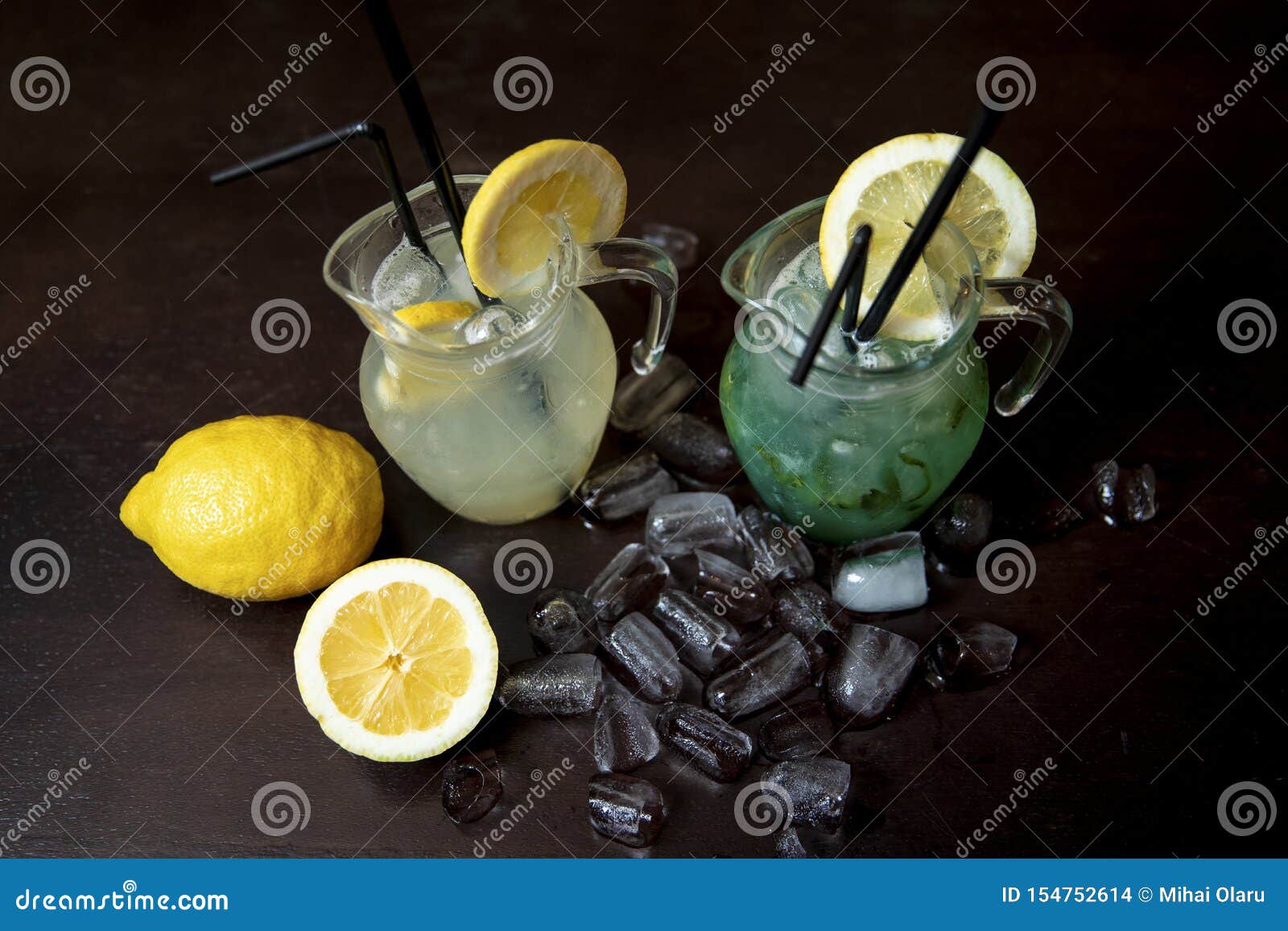 Fresh lemonade with ice stock photo. Image of drink - 154752614