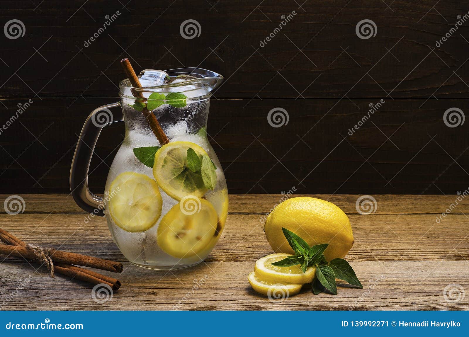 Fresh Lemonade with Mint and Cinnamon 1 Stock Image - Image of glass ...