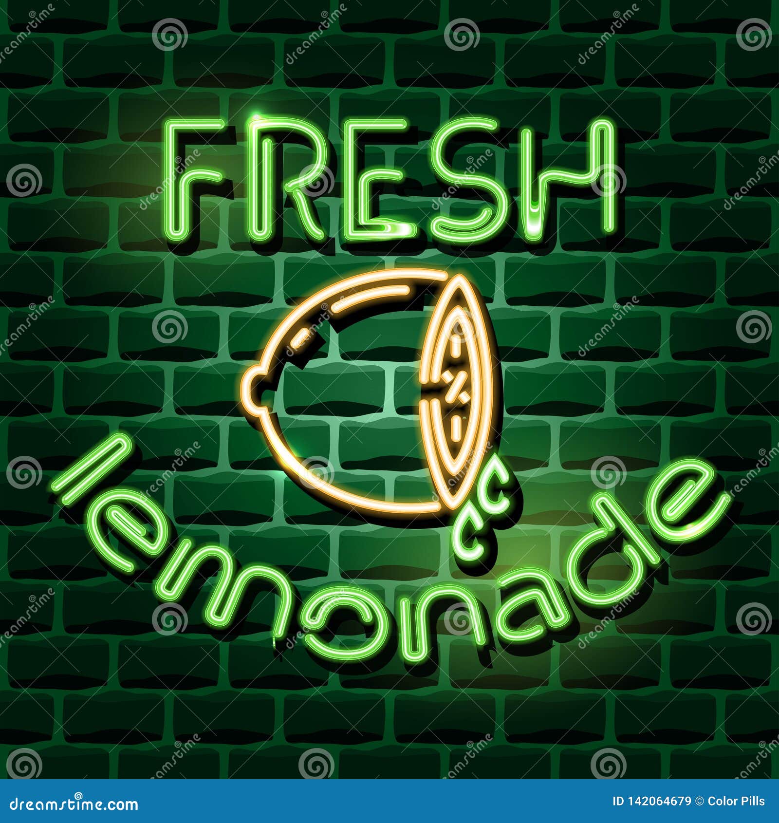 Fresh Lemonade Neon Advertising Sign Stock Vector - Illustration of ...