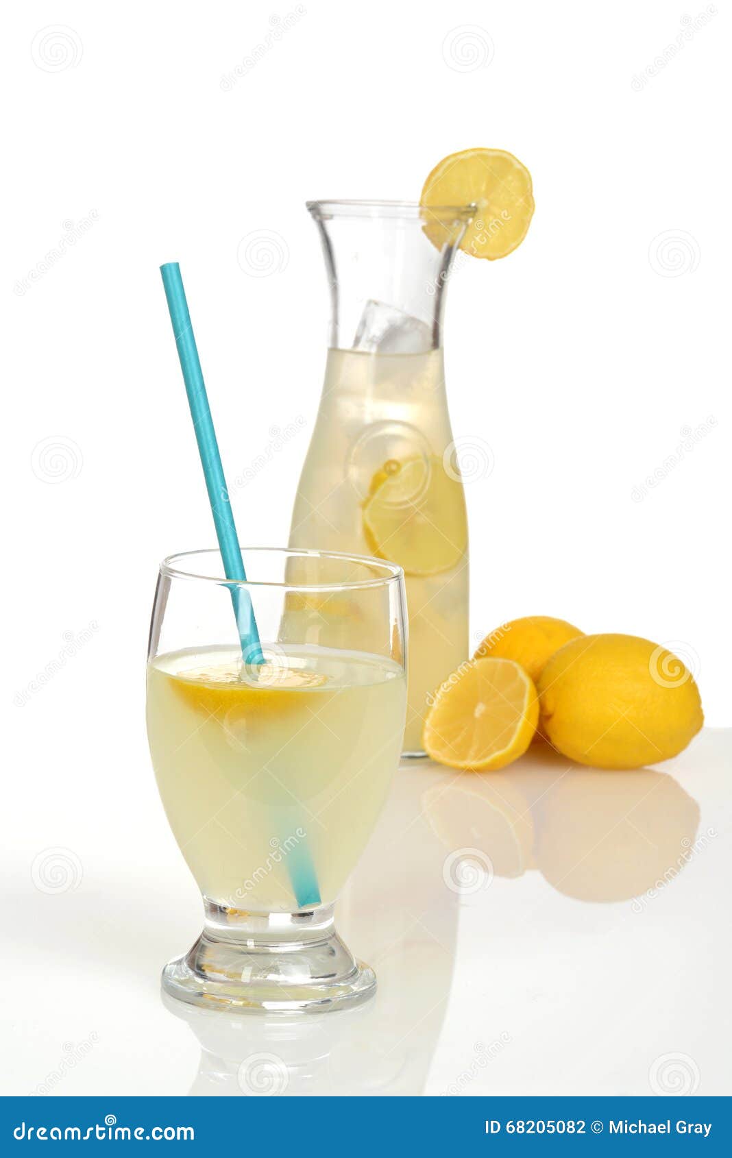 Fresh Lemonade with a Straw Stock Photo - Image of nourishing, slice ...