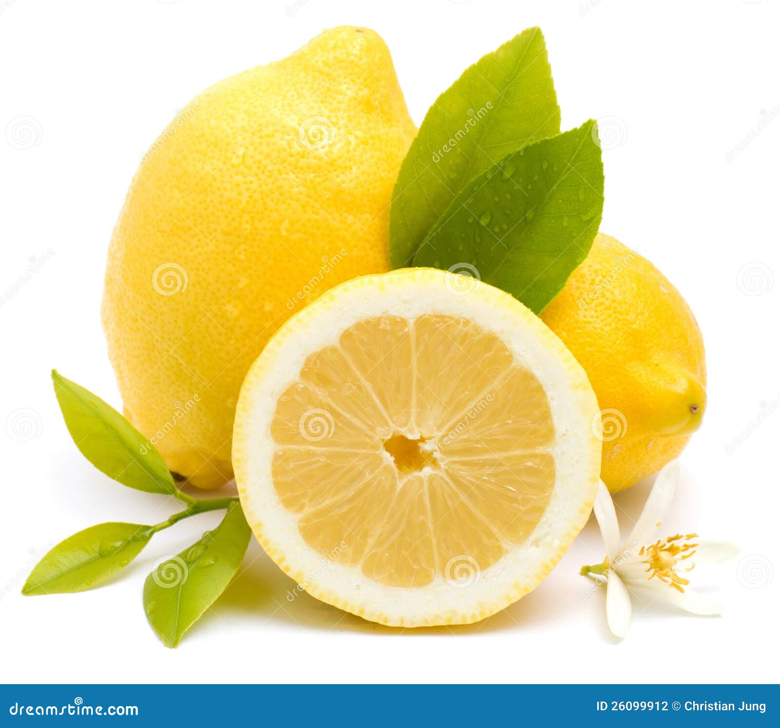 Fresh Lemons Halves Isolated On White Background. Yellow Fresh Sliced ...