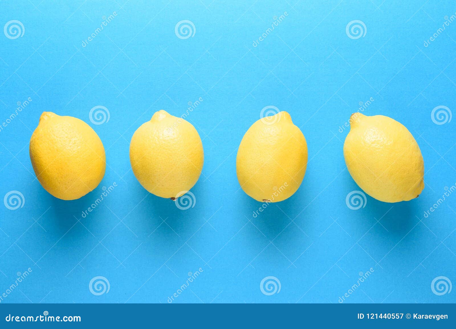 Fresh Lemons on Bright Blue Background. Summer Minimal Concept Stock ...