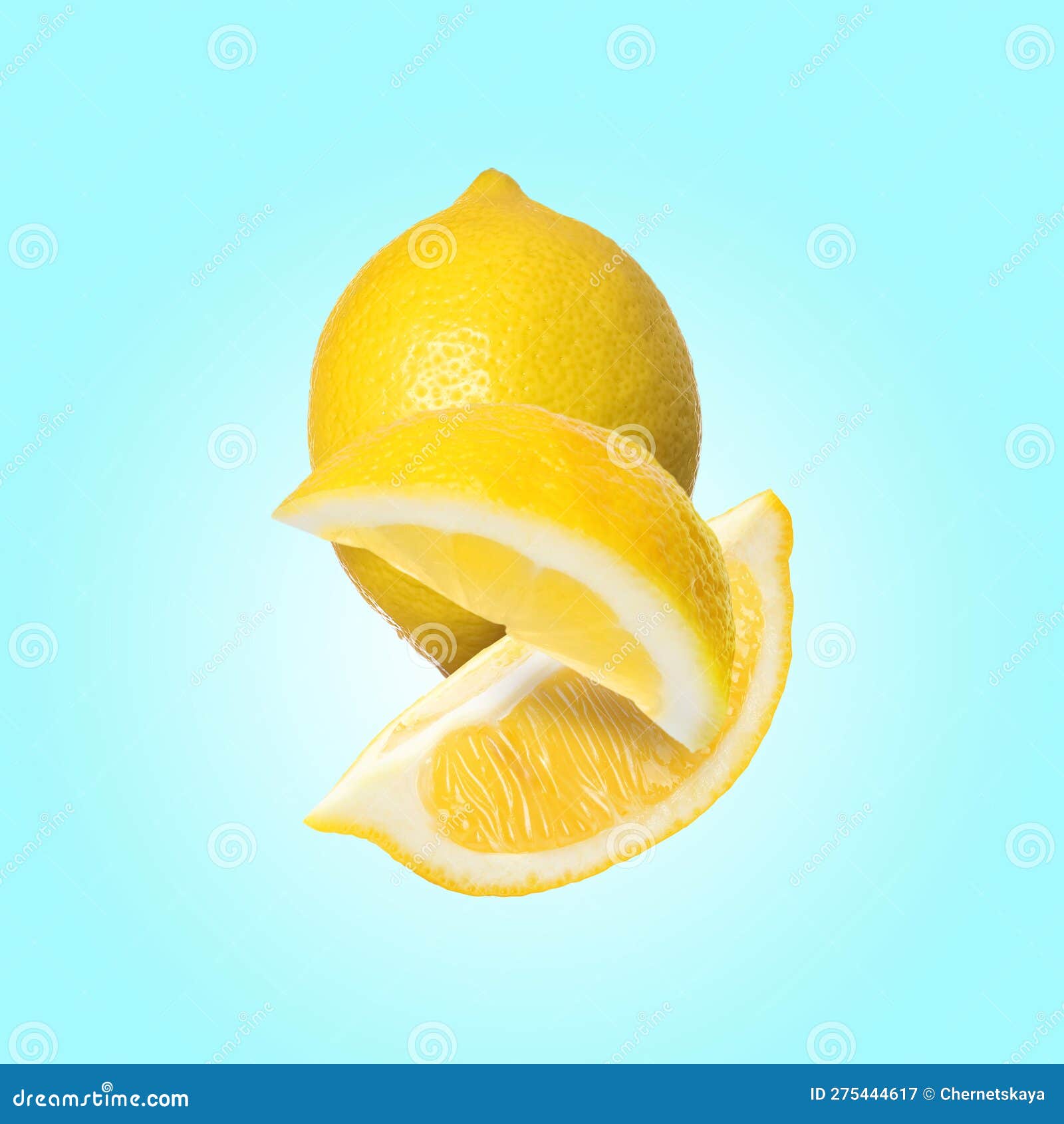 Fresh Lemons Falling on Light Blue Background Stock Image - Image of ...