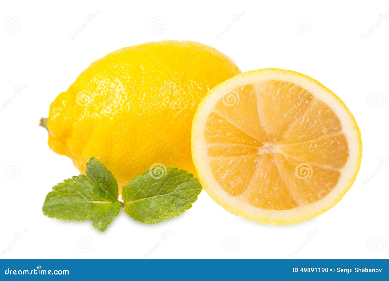 Fresh lemons and mint stock photo. Image of lemon, leaf - 49891190