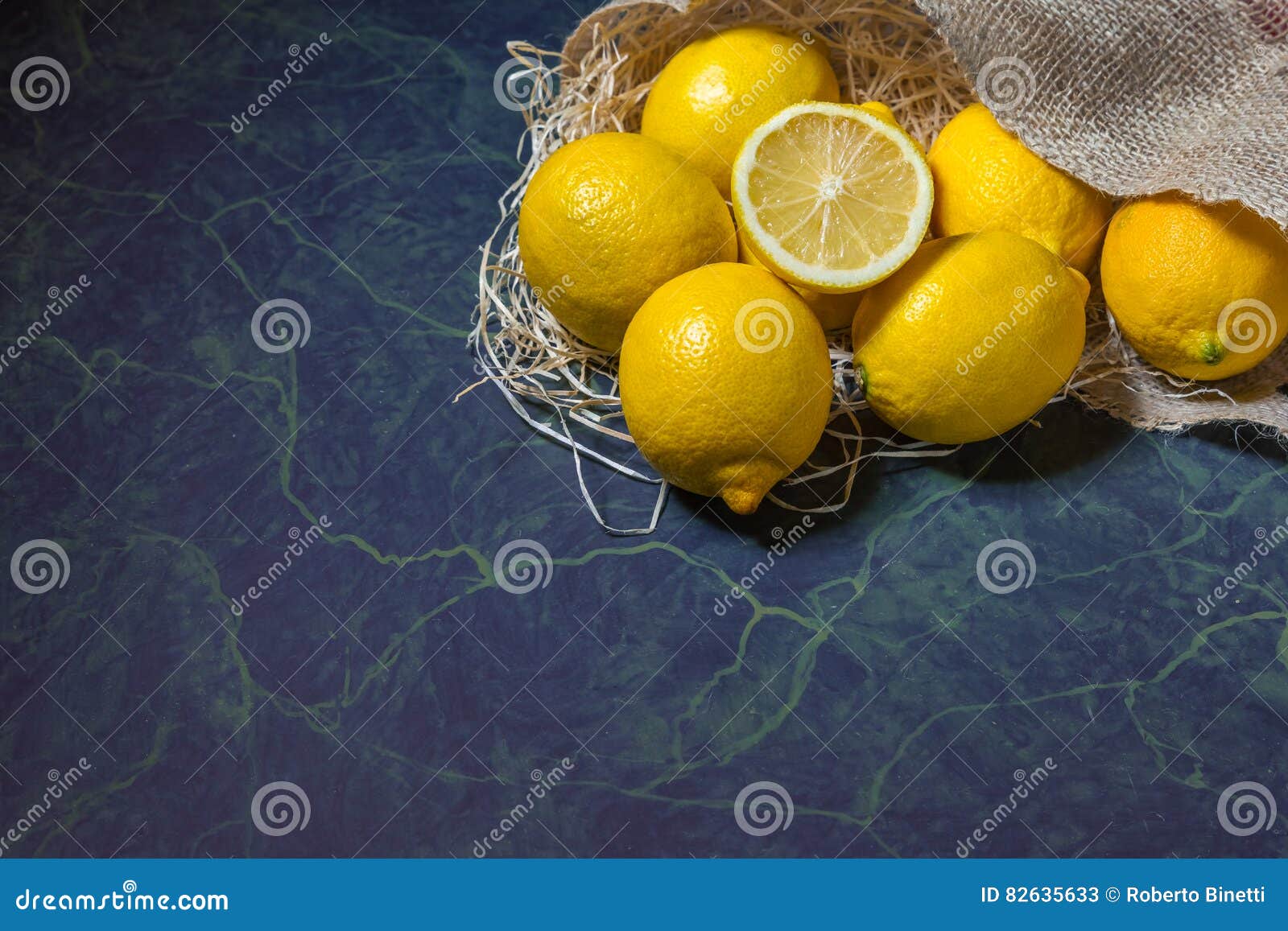 Fresh Lemons Stacked on Burlap Sack Stock Image - Image of lemon, brown ...