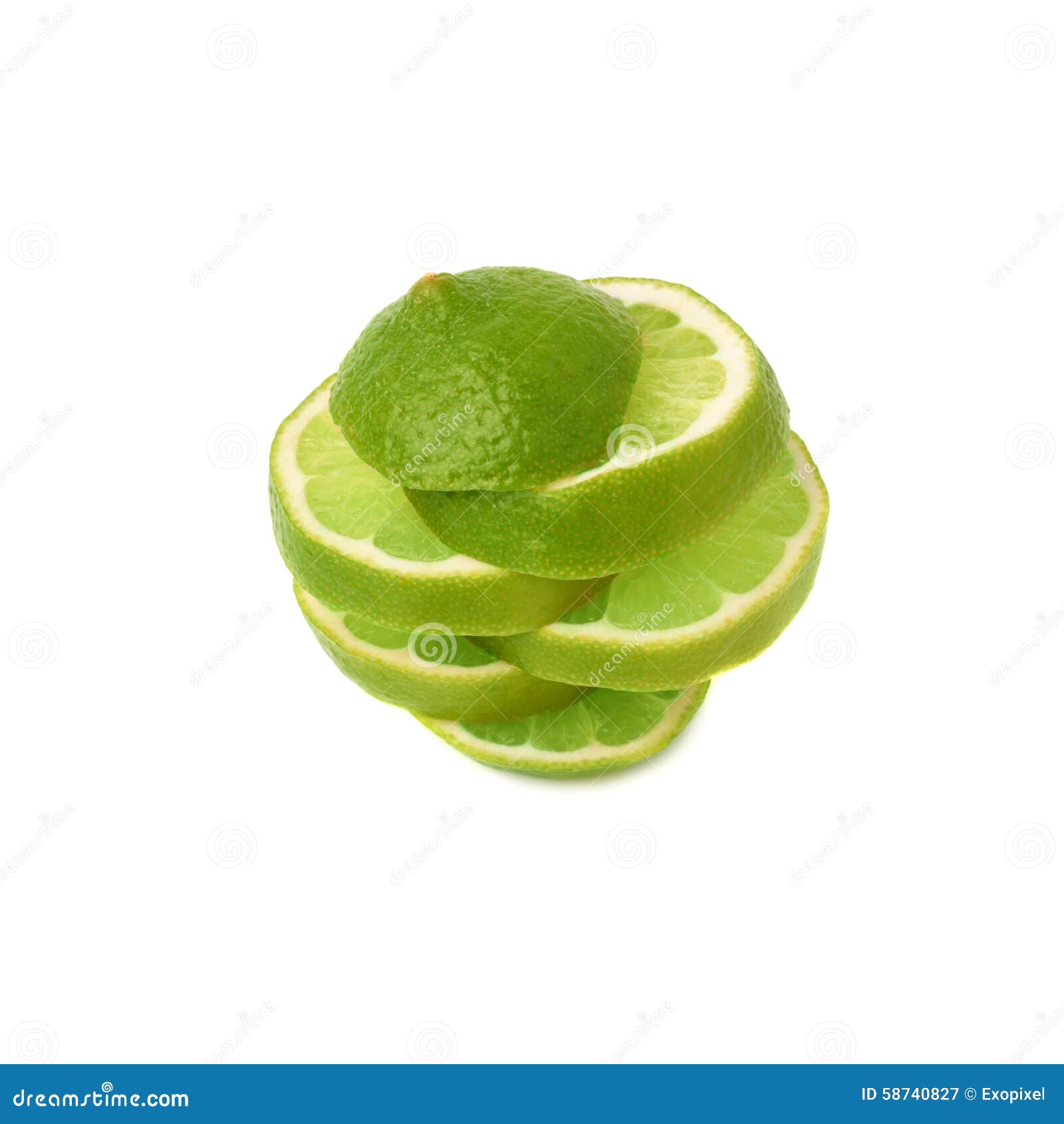 Fresh Lime Cut in Slices Isolated Over the White Stock Image - Image of ...