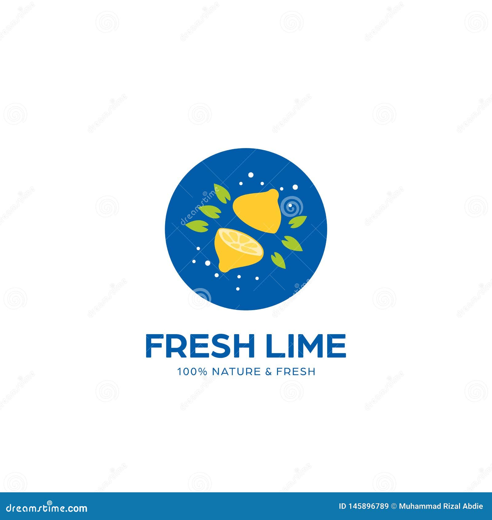 Fresh Lime Lemonade Logo with Sliced Lemon and Nature Leaf Icon Symbol ...