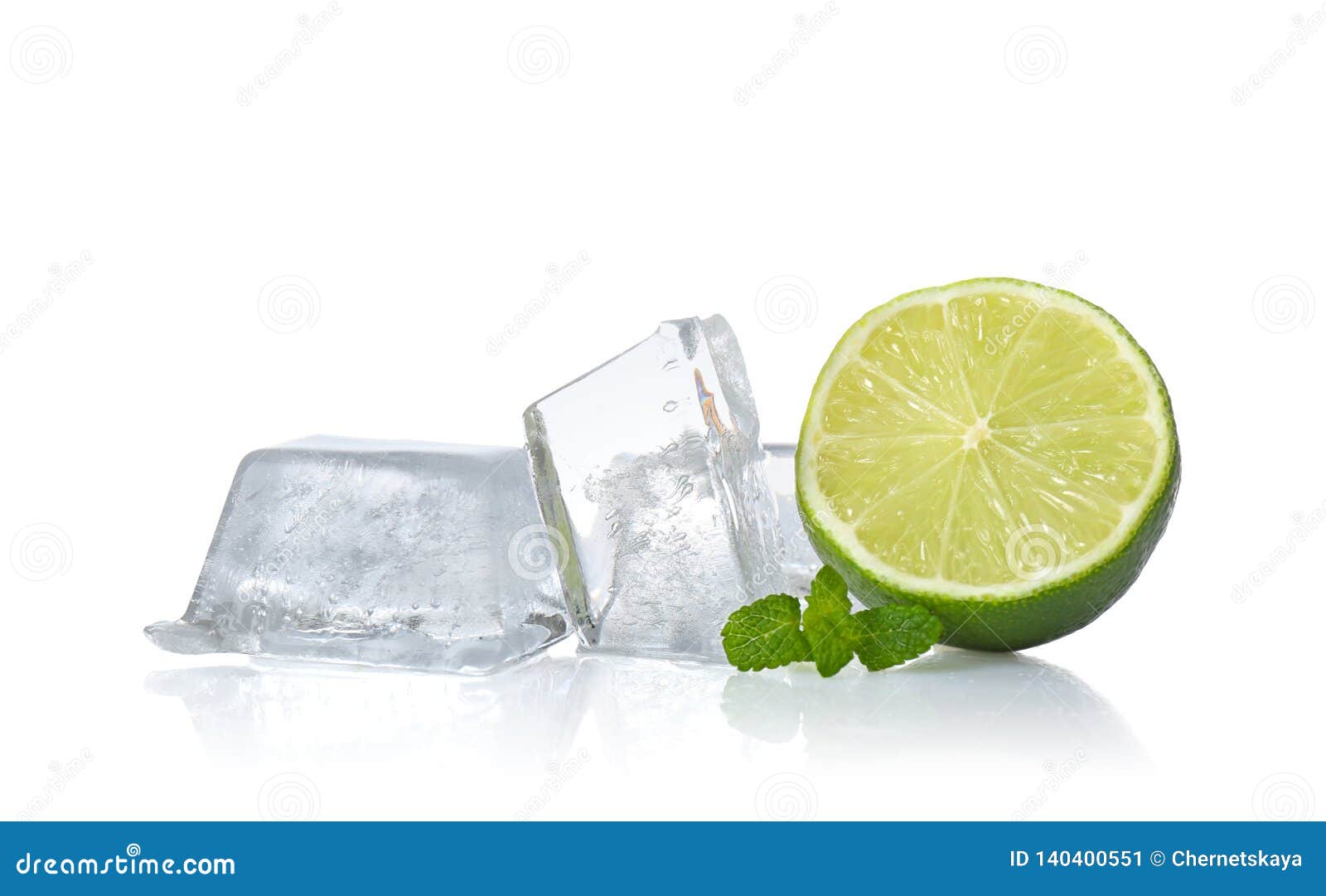 Fresh Lime, Mint and Ice Cubes Stock Image - Image of cubes, isolated ...