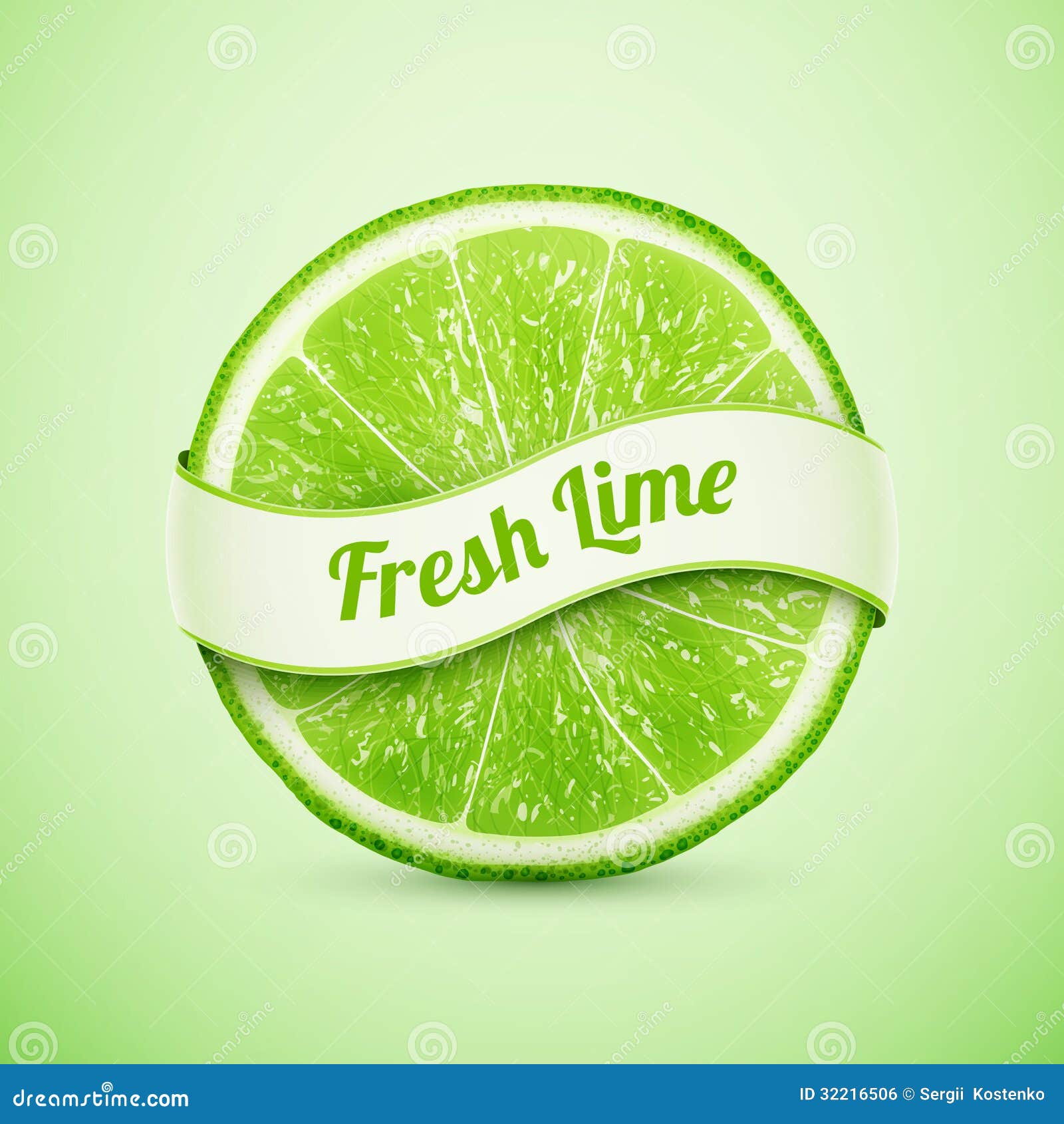 Fresh lime with ribbon stock vector. Illustration of juice - 32216506
