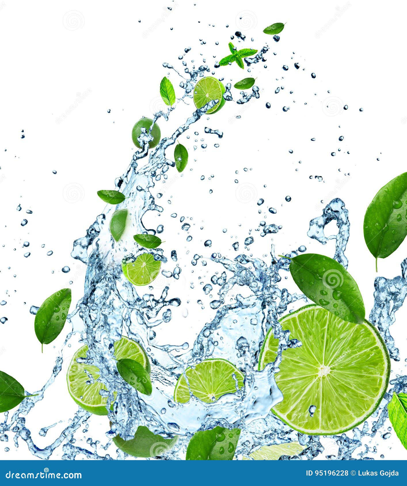 Fresh Limes with Water Splash on White. Stock Photo - Image of flowing ...