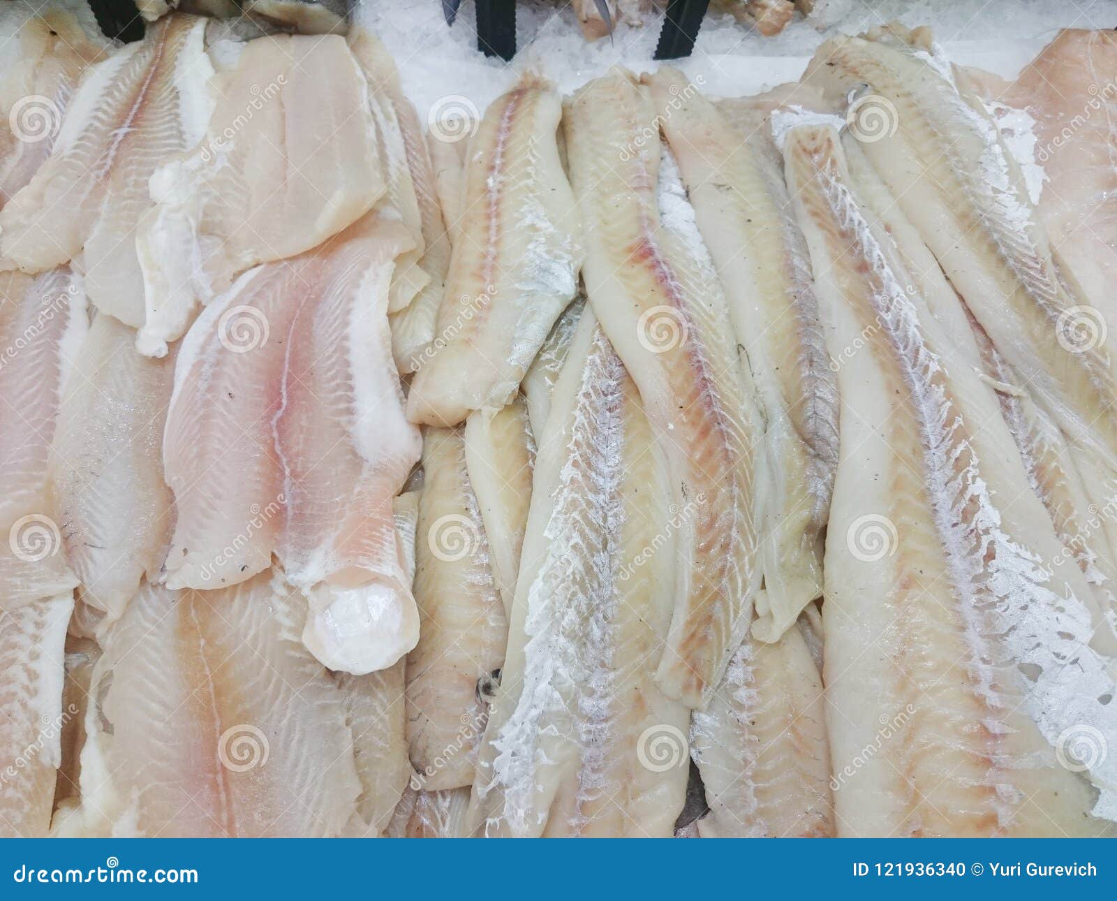 Fresh Live Fish on Ice on Open Market Stock Photo - Image of industry ...