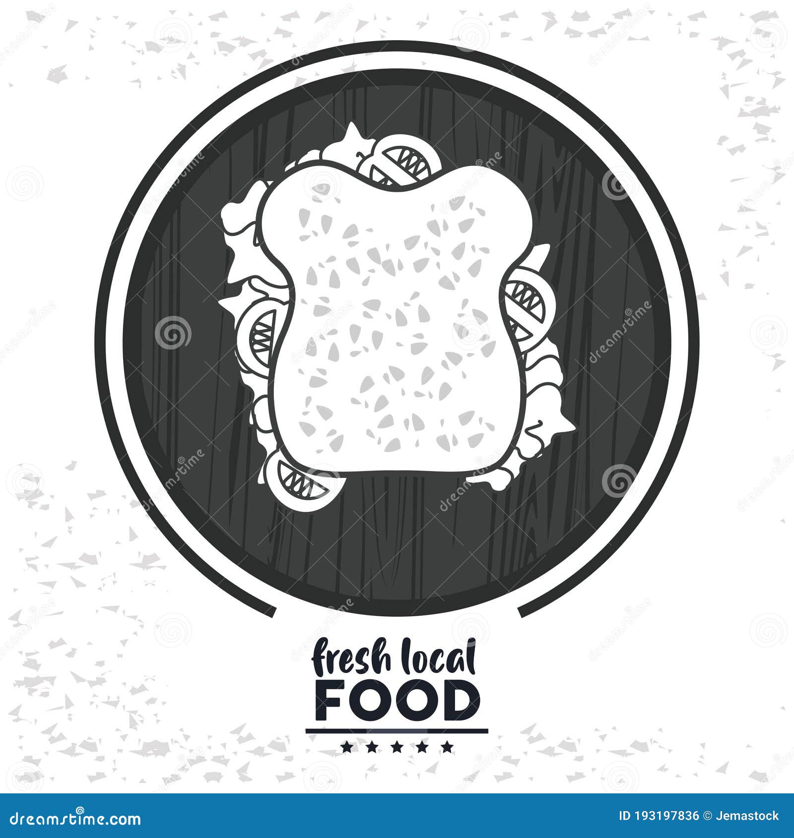 Fresh Local Food Lettering with Sandwich Stock Vector - Illustration of ...