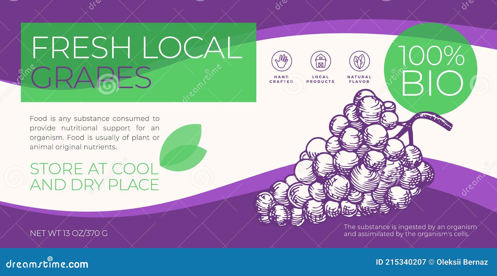 Fresh Local Fruits And Berries Label Template. Abstract Vector ...