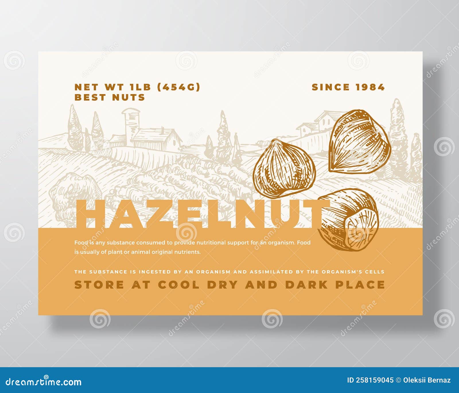 Fresh Local Hazelnut Food Label Template. Abstract Vector Packaging ...