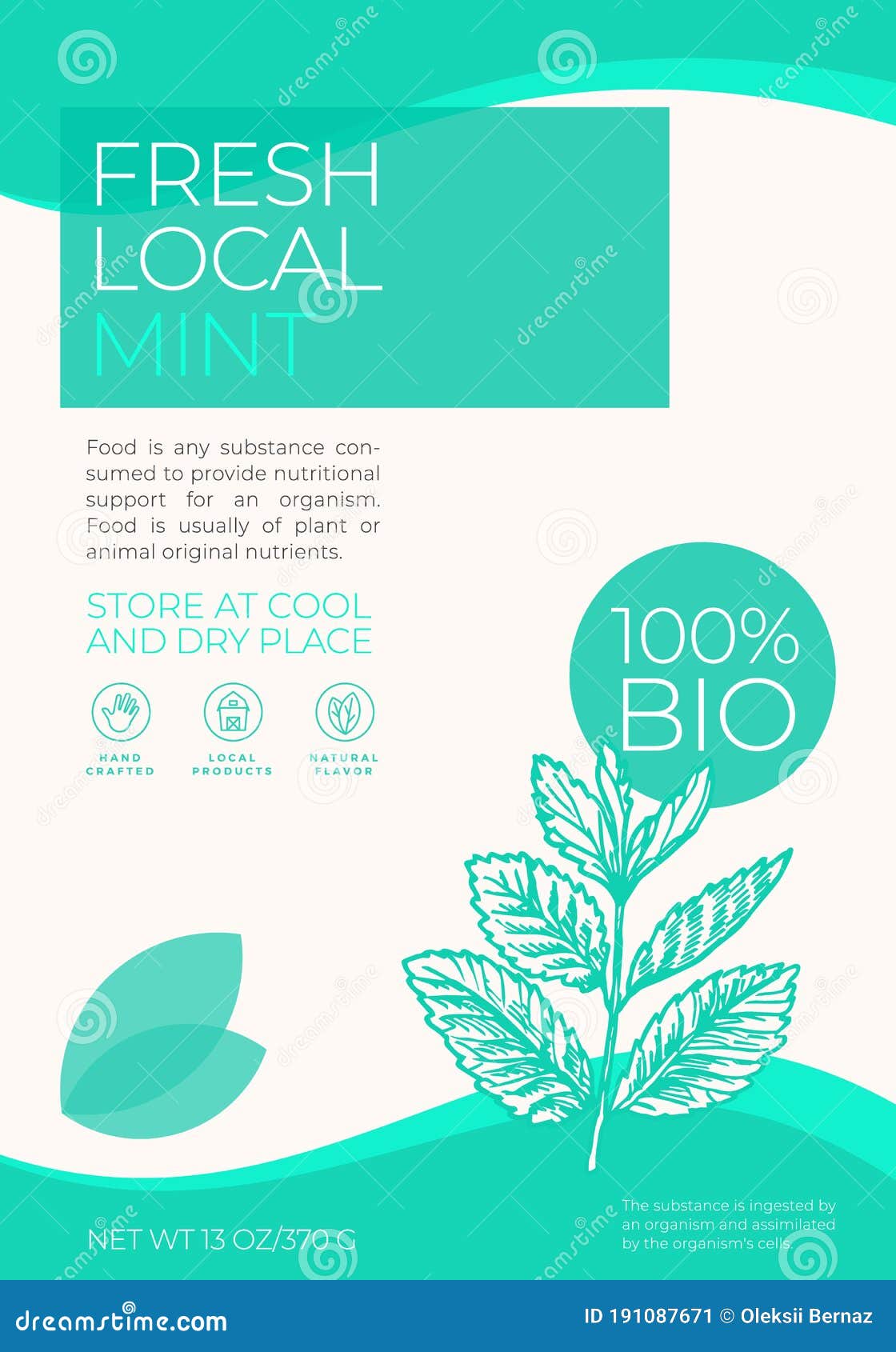 Fresh Local Herbs Label Template. Abstract Vector Packaging Design ...