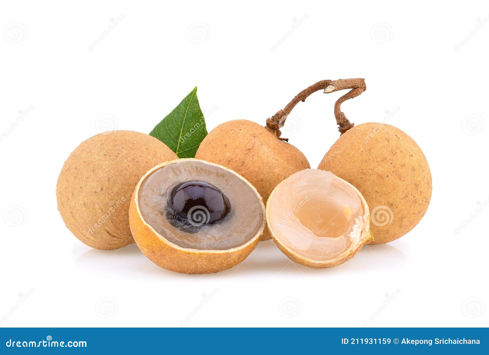 Fresh Longan with Leaf Isolated on White Background Stock Image - Image ...