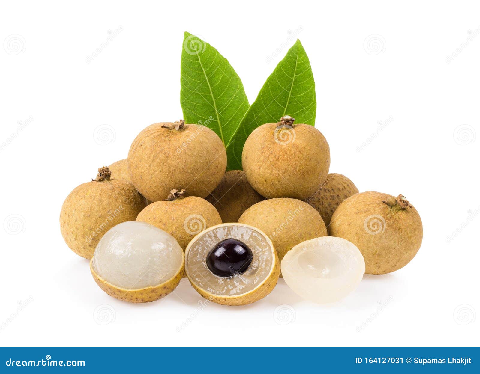 Fresh Longan with Leaf Isolated on White Background. Stock Image ...