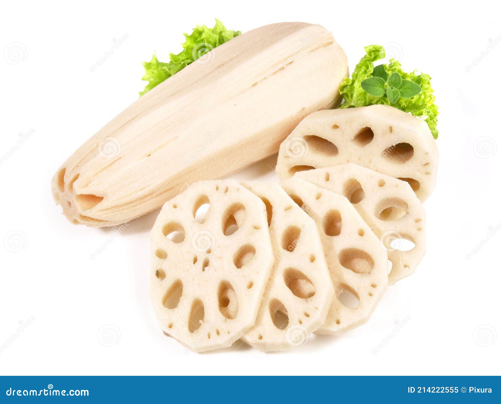 Fresh Lotus Root Slices on White Background - Isolated Stock Image ...