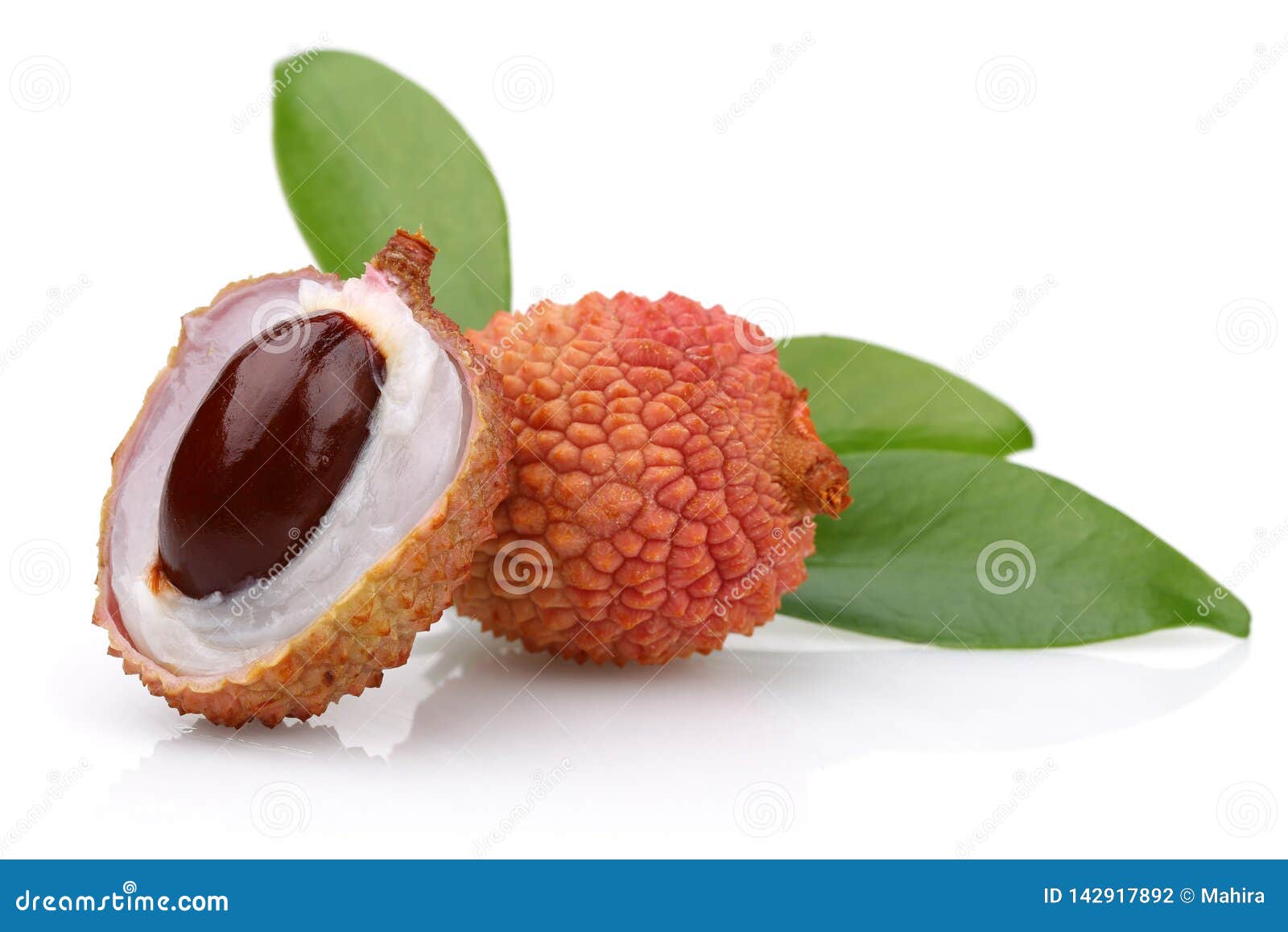 Fresh Lychee Fruit and Leaves Isolated on White Stock Photo - Image of ...